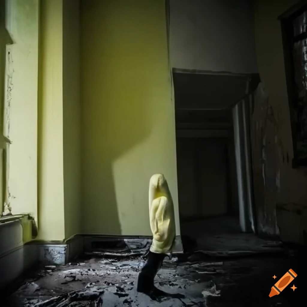 Figure standing at the end of of a hallway in a abandoned asylum that ...