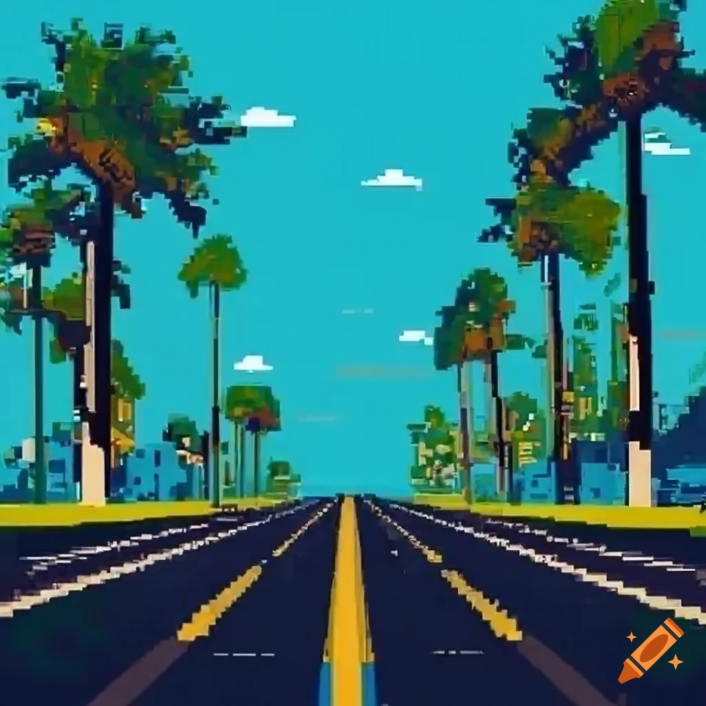Digital, 2D, pixel art, very vibrant, vintage 1980’s retrowave, a ...