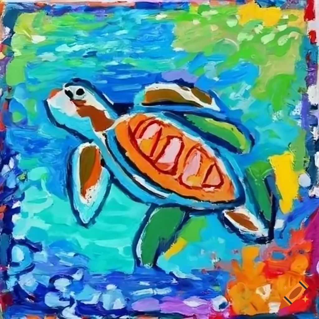 Fauvism, cubism, impressionism, expressionism, colorful painting of perhaps an ocean with maybe ...