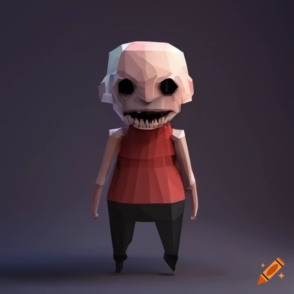 Low poly 3d render of a creepy character for playstation 1 , full body ...