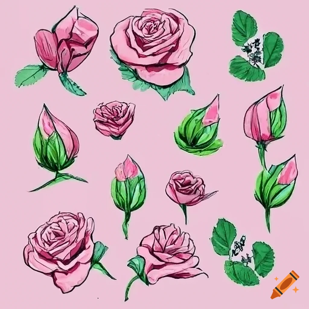 Victorian rose line-art