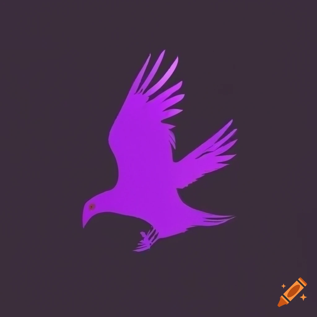 A minimalist purple falcon illustration, black background for small ...