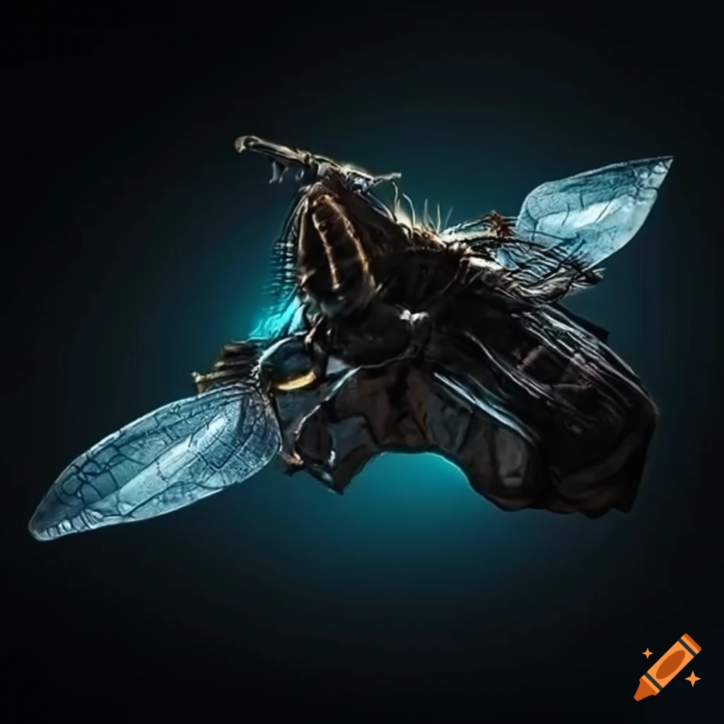 A spaceship resembling a dragonfly on Craiyon