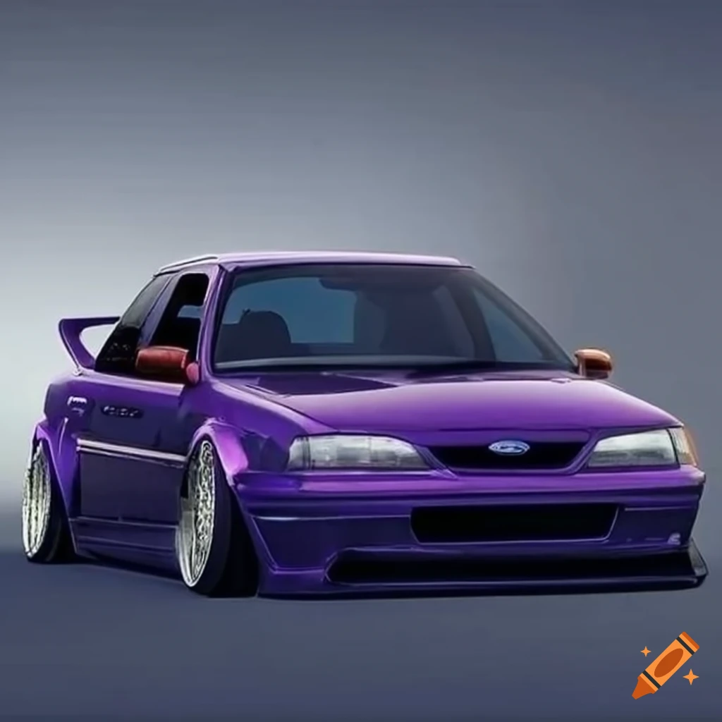 Ford mondeo 1992 with lowered suspension and a widebody kit on Craiyon