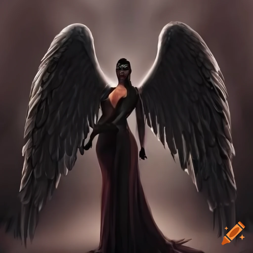 Black angel wings queen on Craiyon