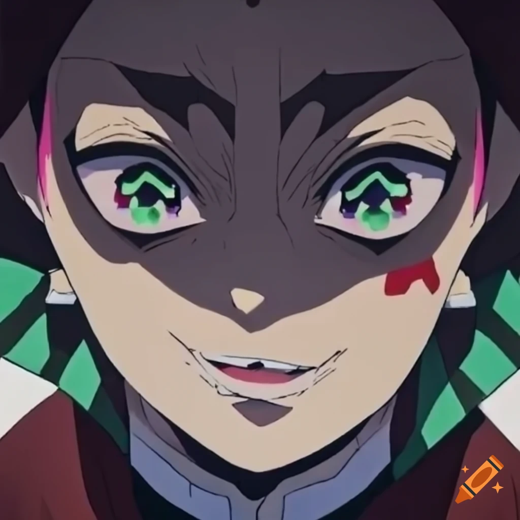 A fearsome demon from demon slayer lurking in the shadows