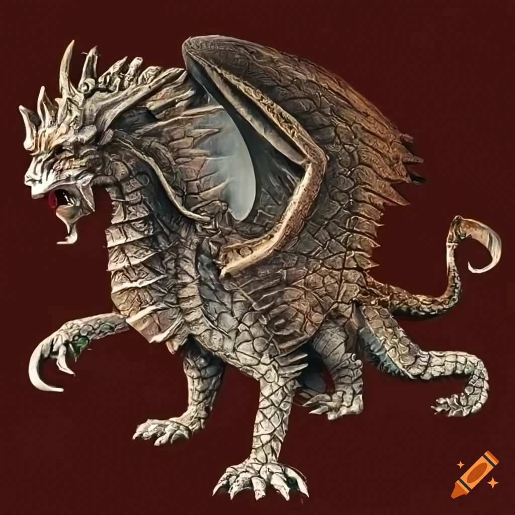 Majestic ancient lion dragon with long baboon face, reptilian details ...