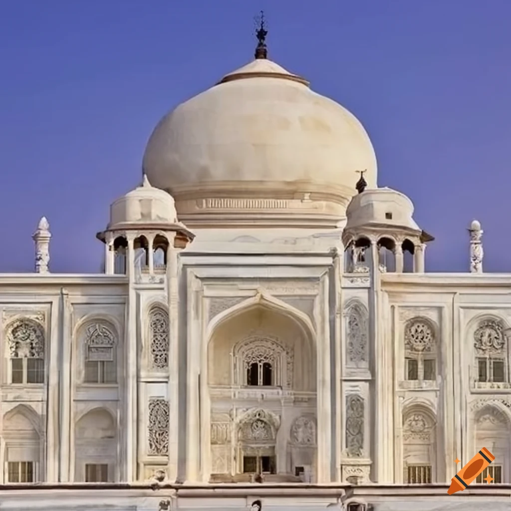 Mahal white house mediterranean architectural style full frontal elevation