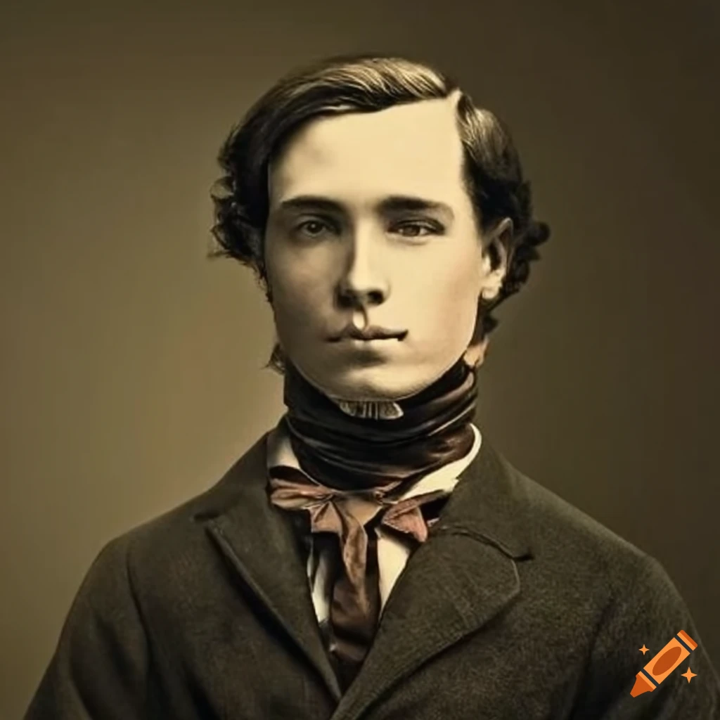 1850 portrait of a young handsome strong and rugged working-class man ...