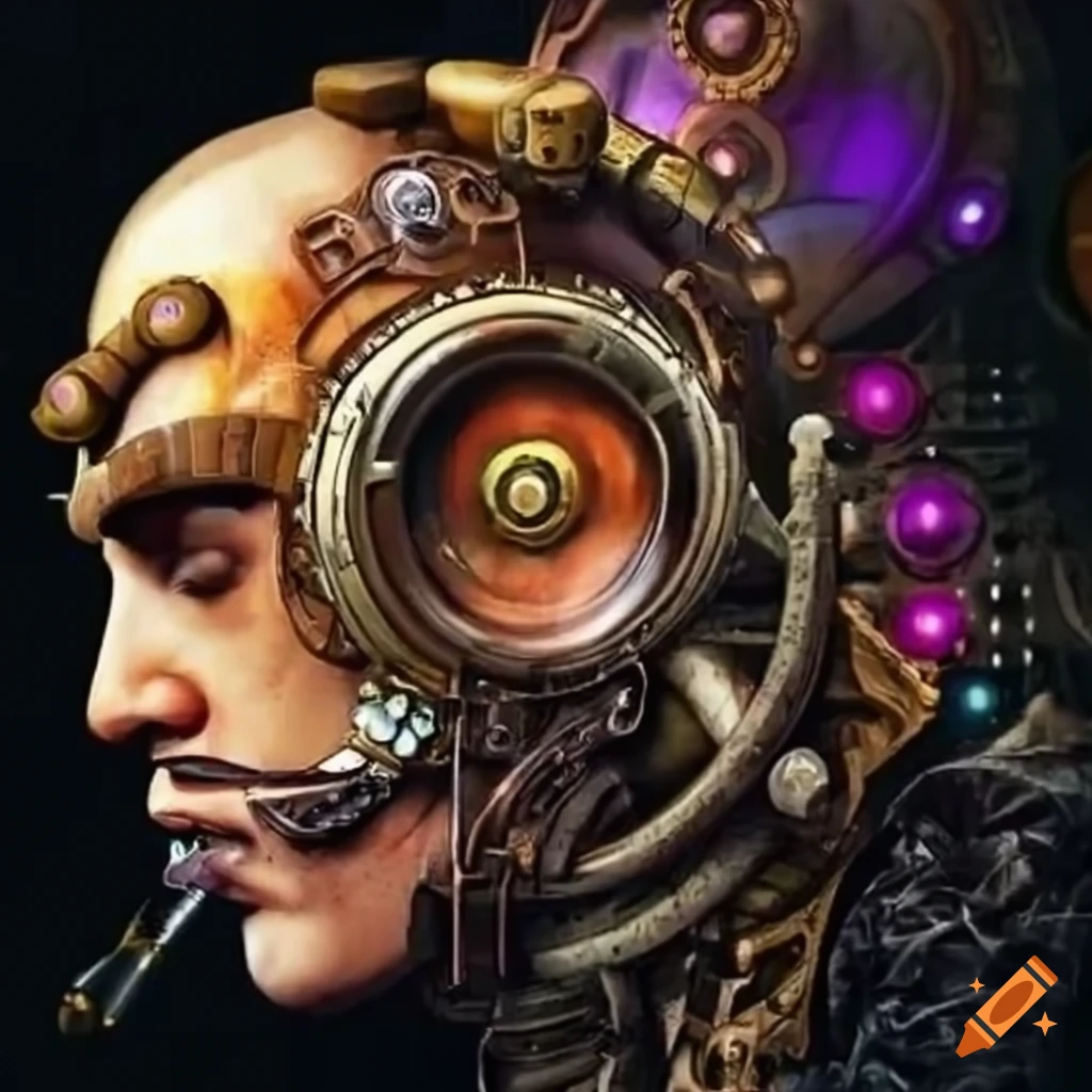 Steampunk tekno sound system hardcore sound, cyberpunk art, psychopatik ...