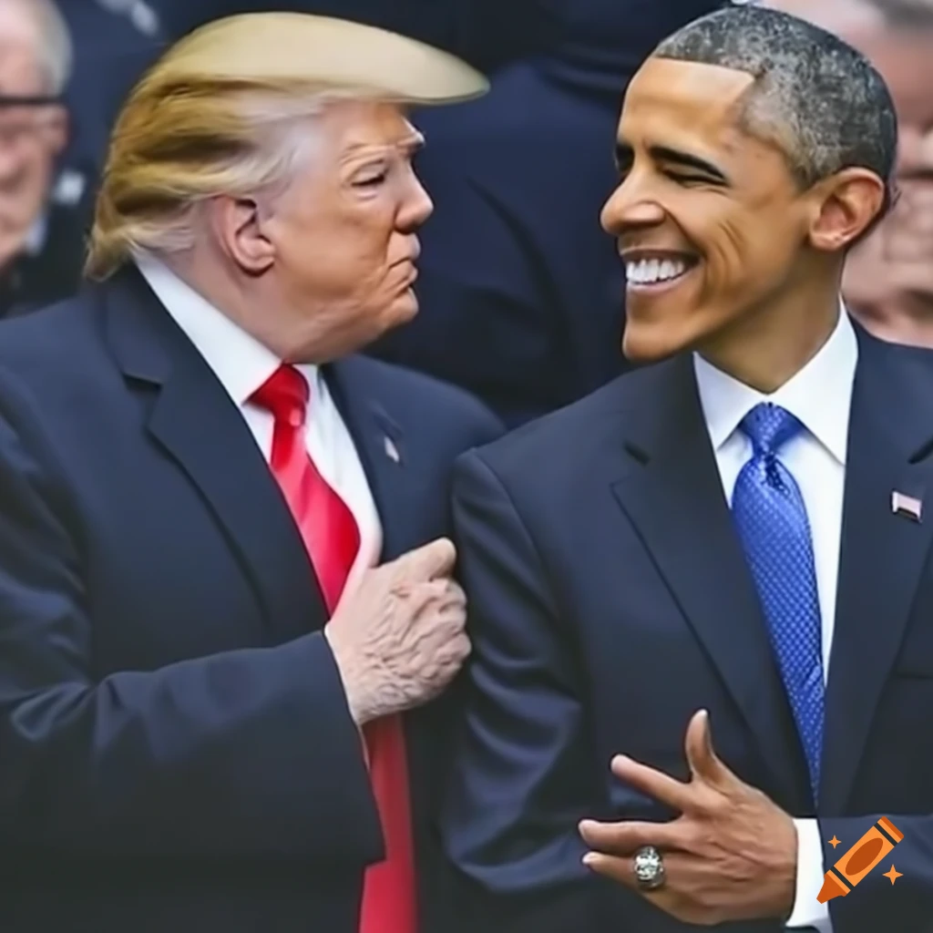 Donald trump gives a hug to barak obama