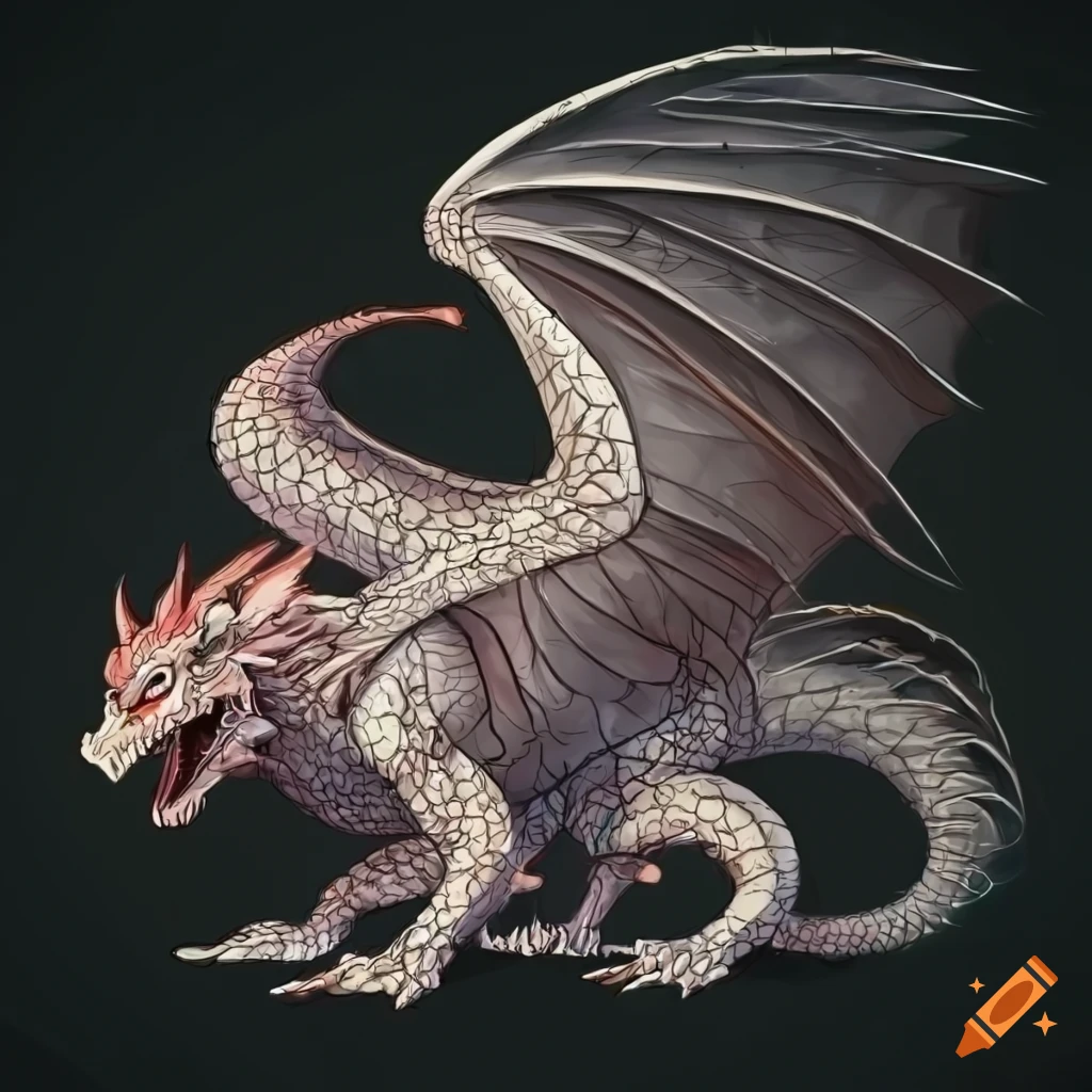 Concept designs of a dragon. full dragon body. dragon has four legs and ...
