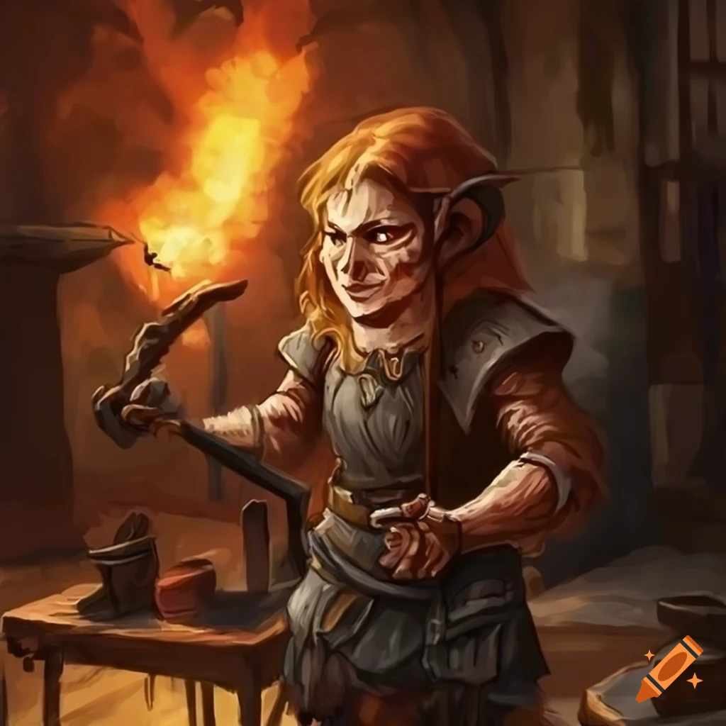 A dungeons and dragons halfling blacksmith on Craiyon