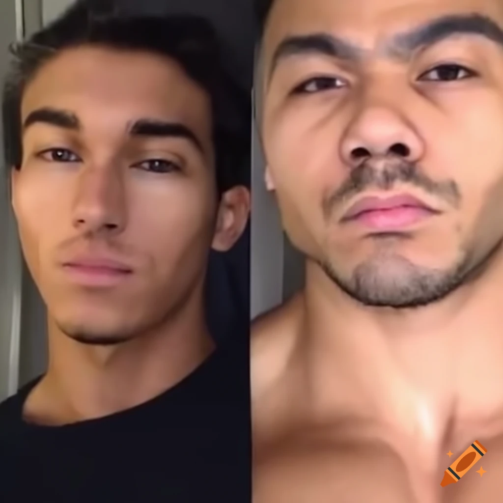 Mirror selfie of a manly masculine macho buff ethnic guy, video cam on ...