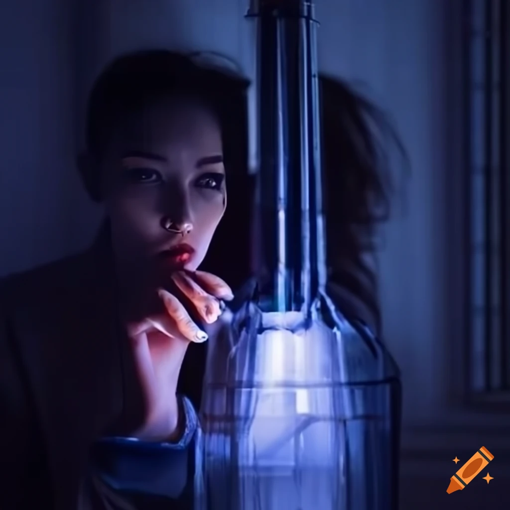 Person inside a glass cage in a laboratory