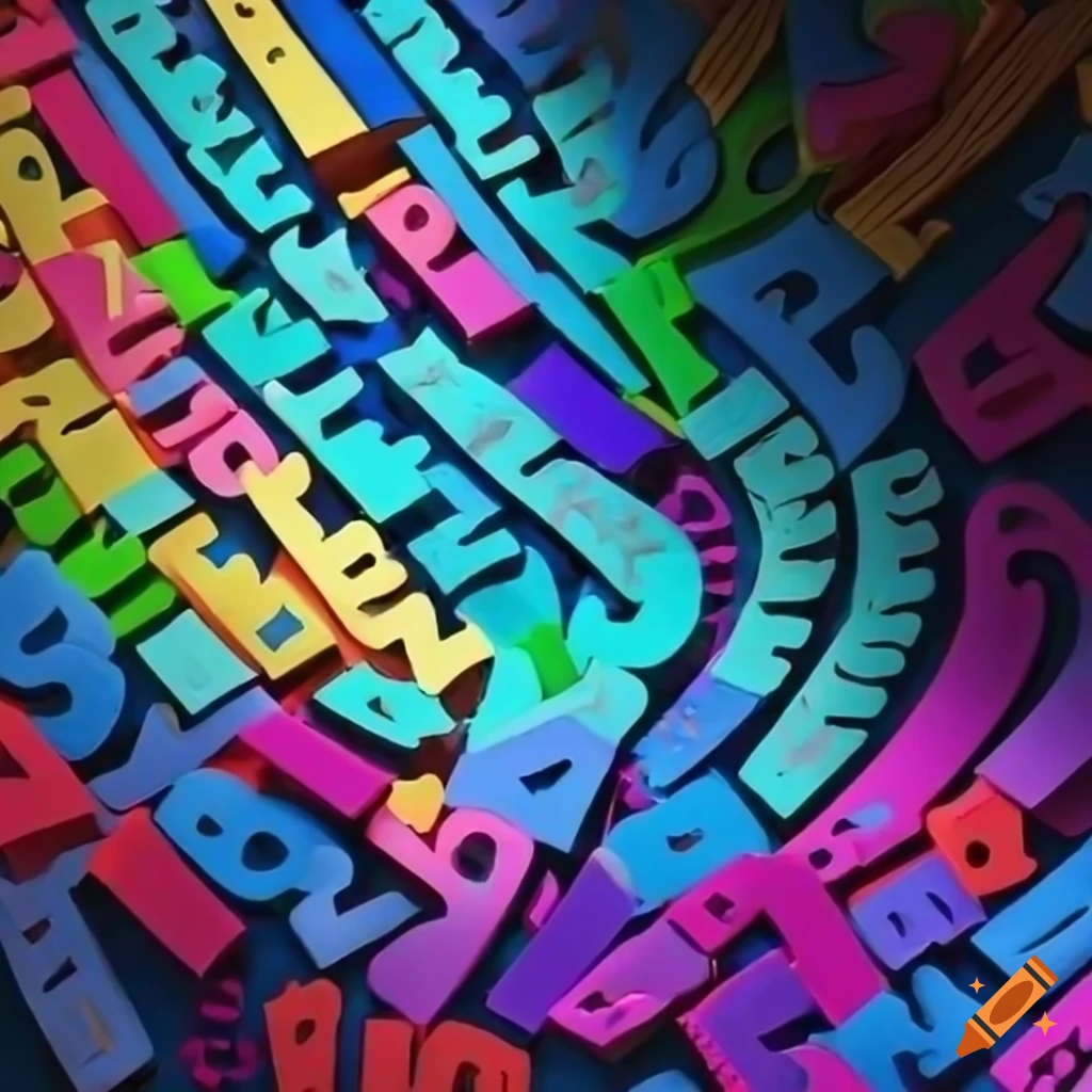 A mesmerizing cascade of colorful letters in a typographic display