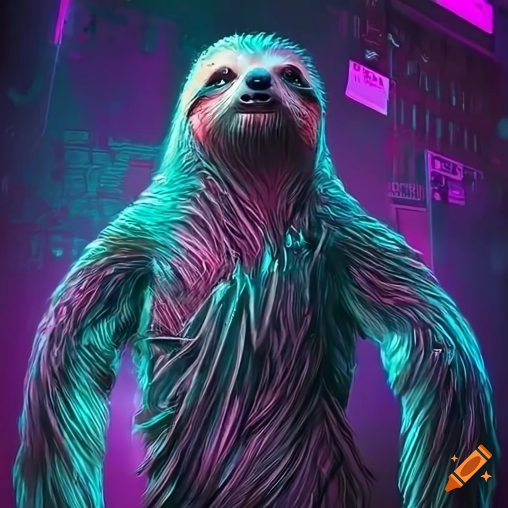 Cyberpunk sloth on Craiyon