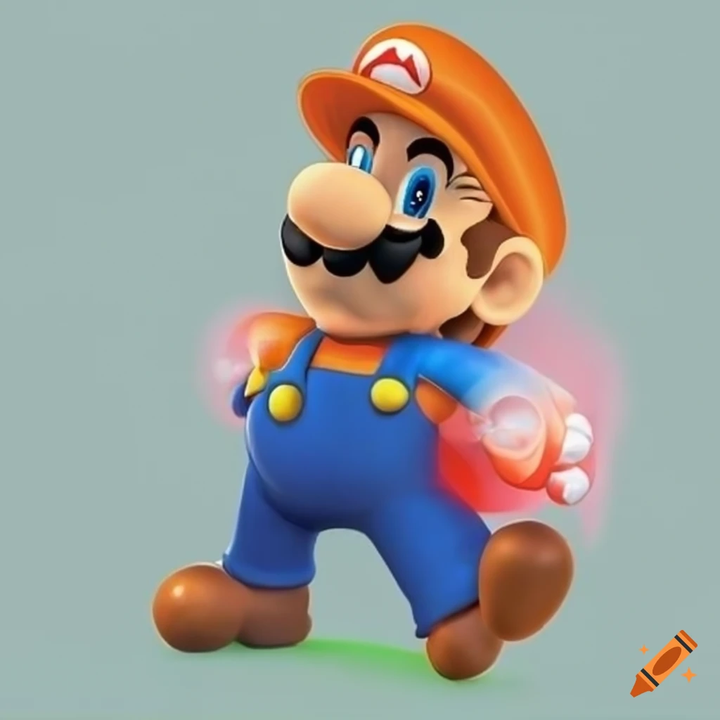 Super mario with green and orange clothes