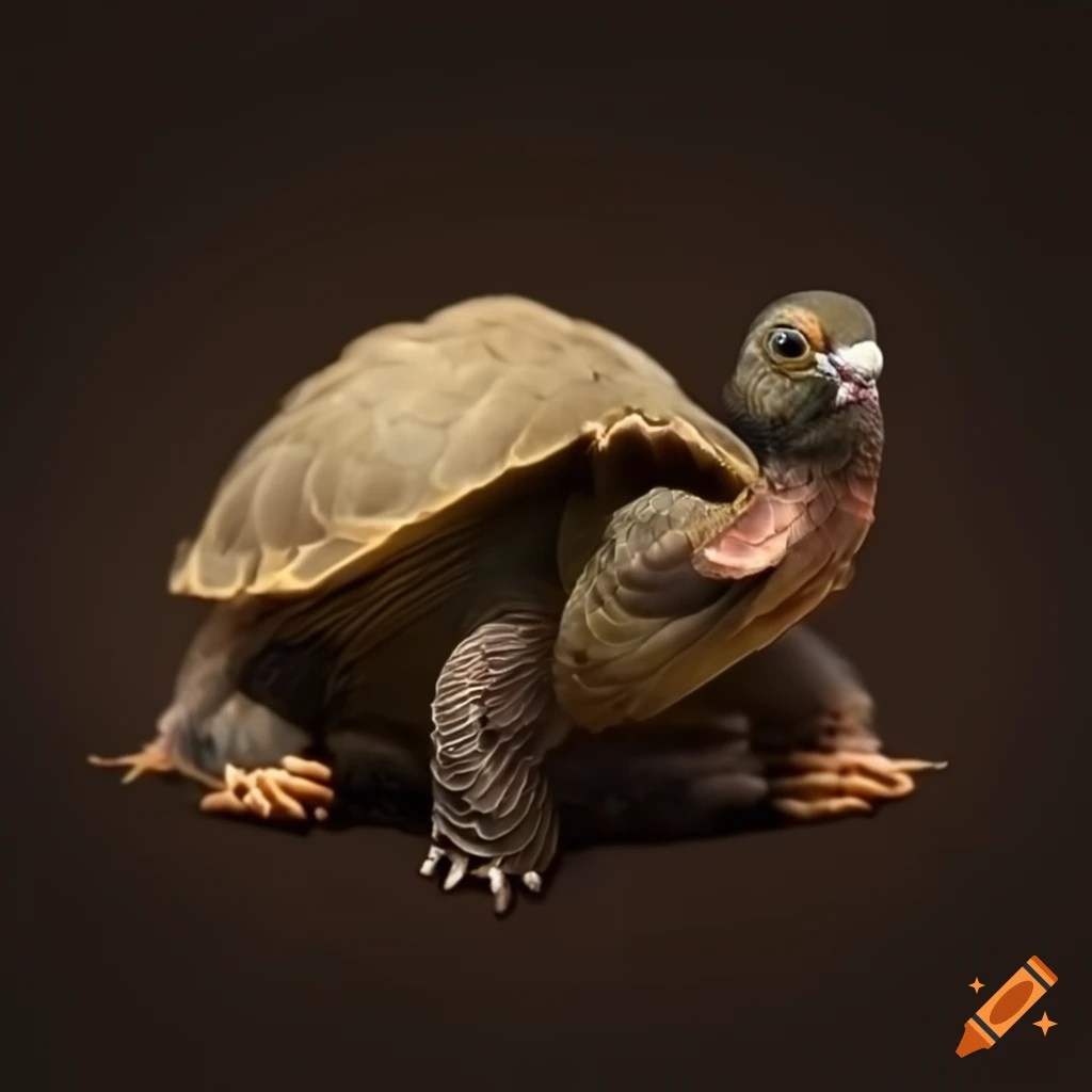 Snapping turtle, dove, feathers, hungry