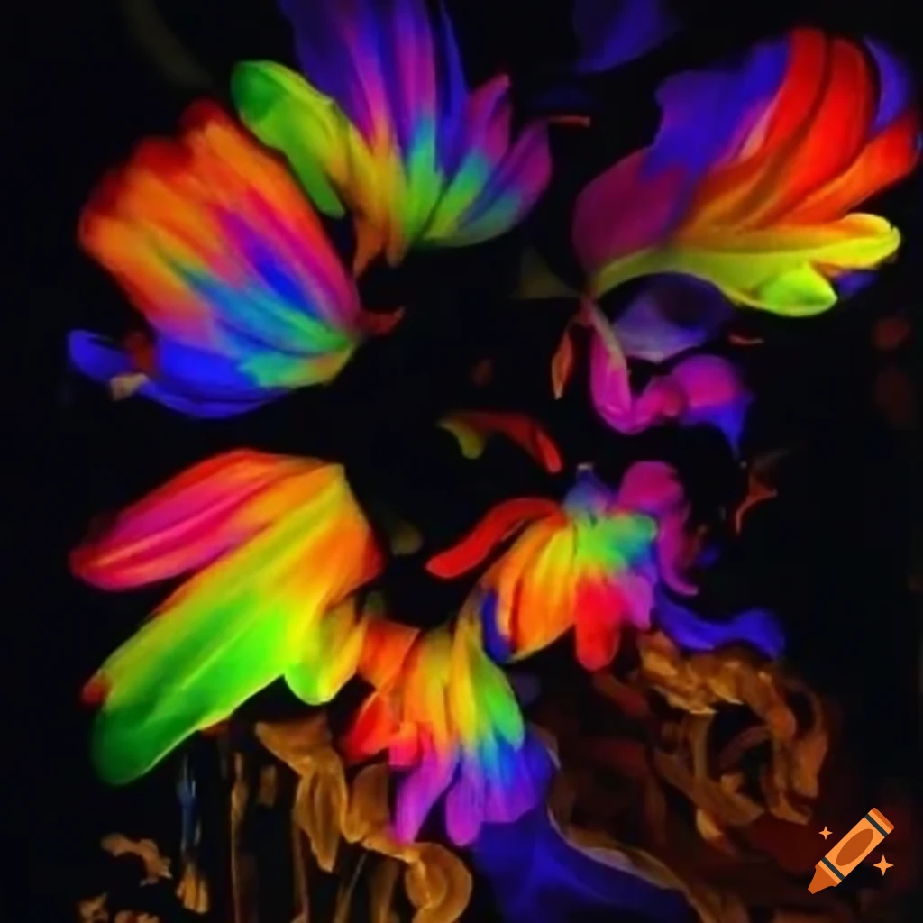 Weirdcore nighttime rainbow flowers on Craiyon