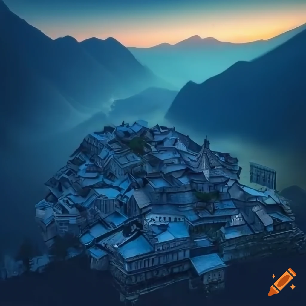 Architecture mountain village map blueprint model, birds eye view, best ...