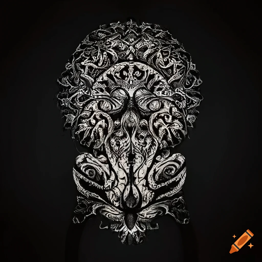 Blackwork roots snake tribal ornamental tree eye