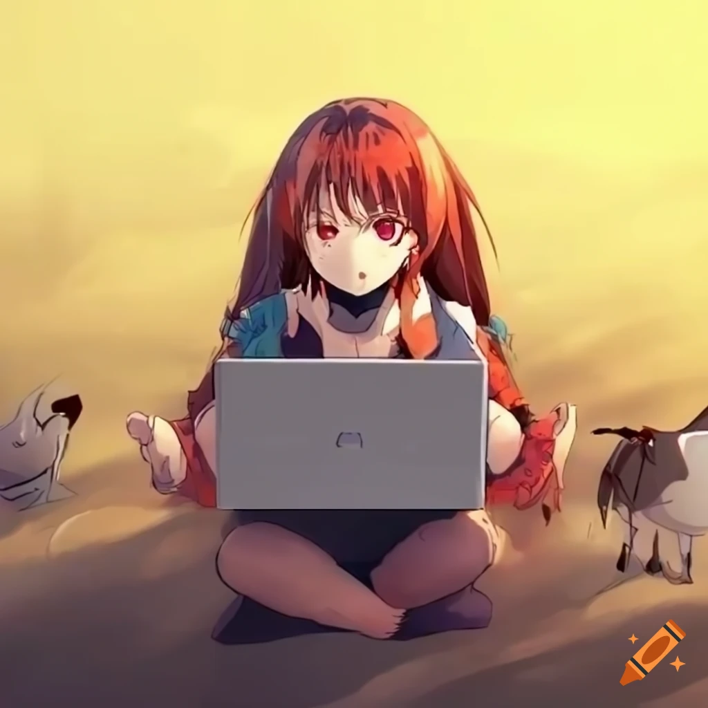 Anime elephant horde of three using each a laptop computer in the ...