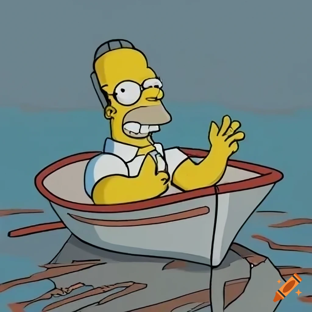 Homer simpson on a boat on Craiyon