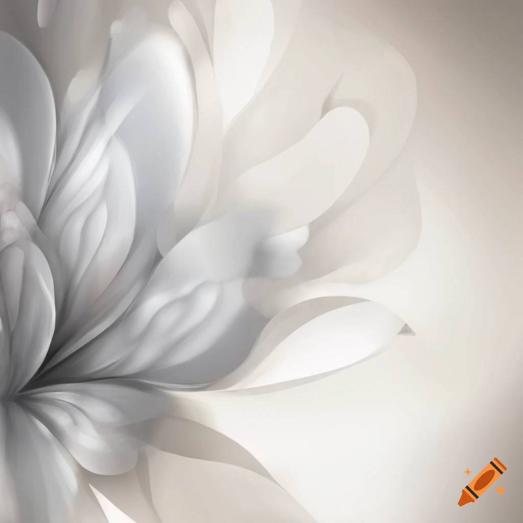 Abstract floral artwork in shining silver and white tones