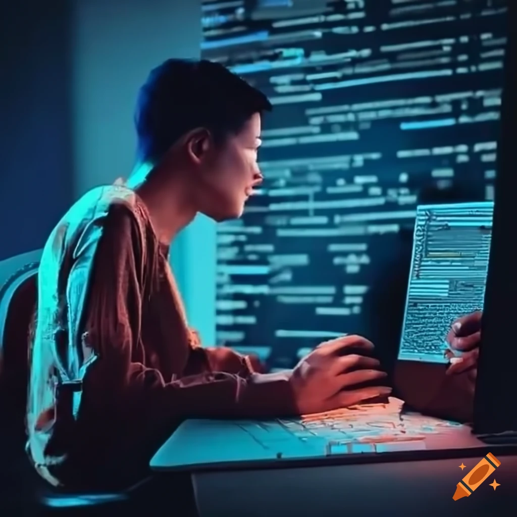 Programmer crying during programming on Craiyon