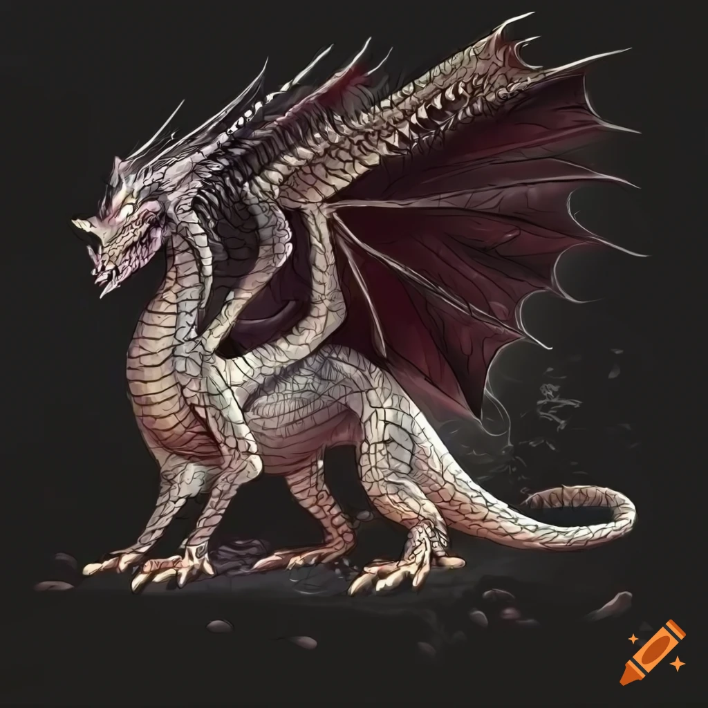 Concept designs of a dragon. full dragon body. dragon has four legs and ...