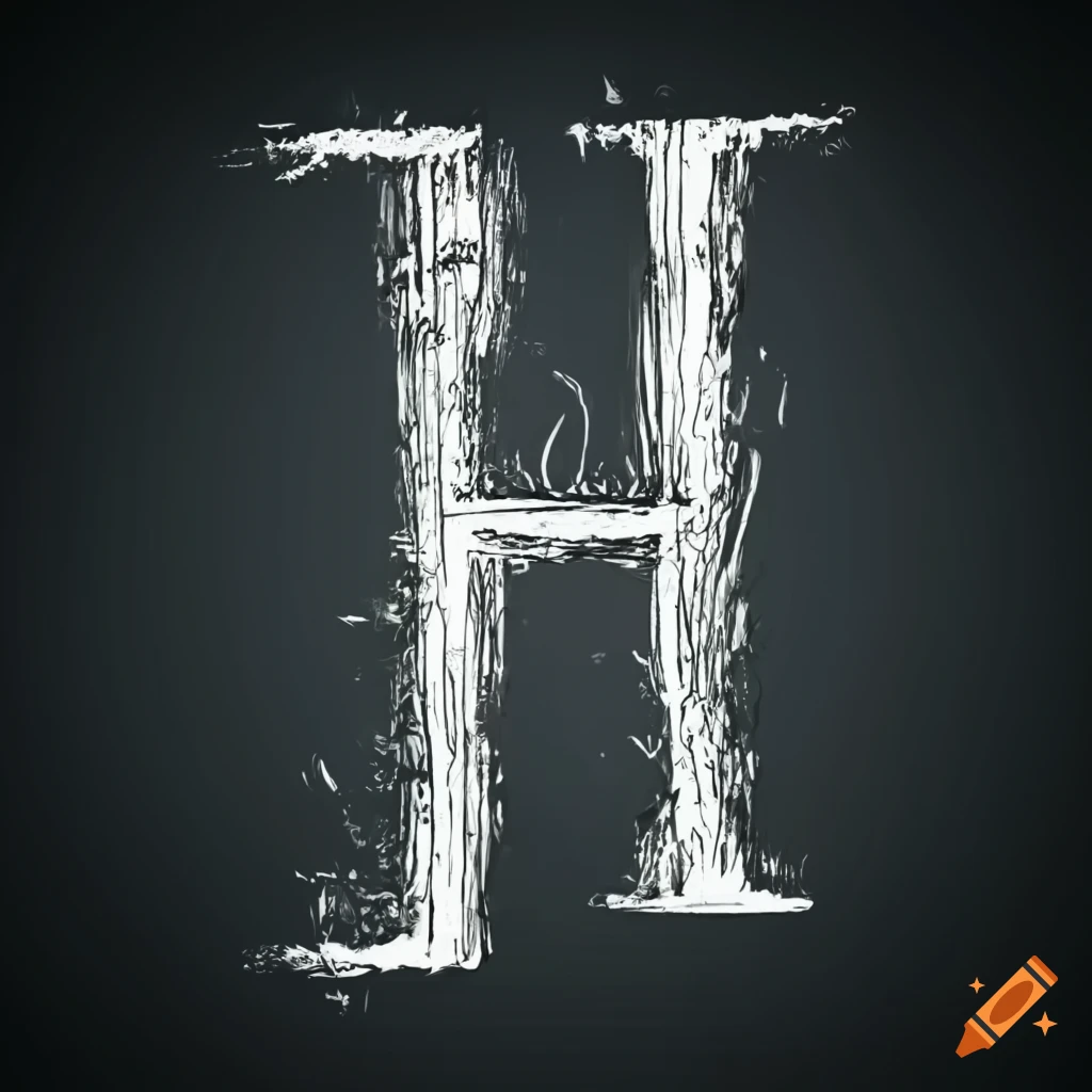 The letter "h" in a creepy handwriting font on a blank background on ...