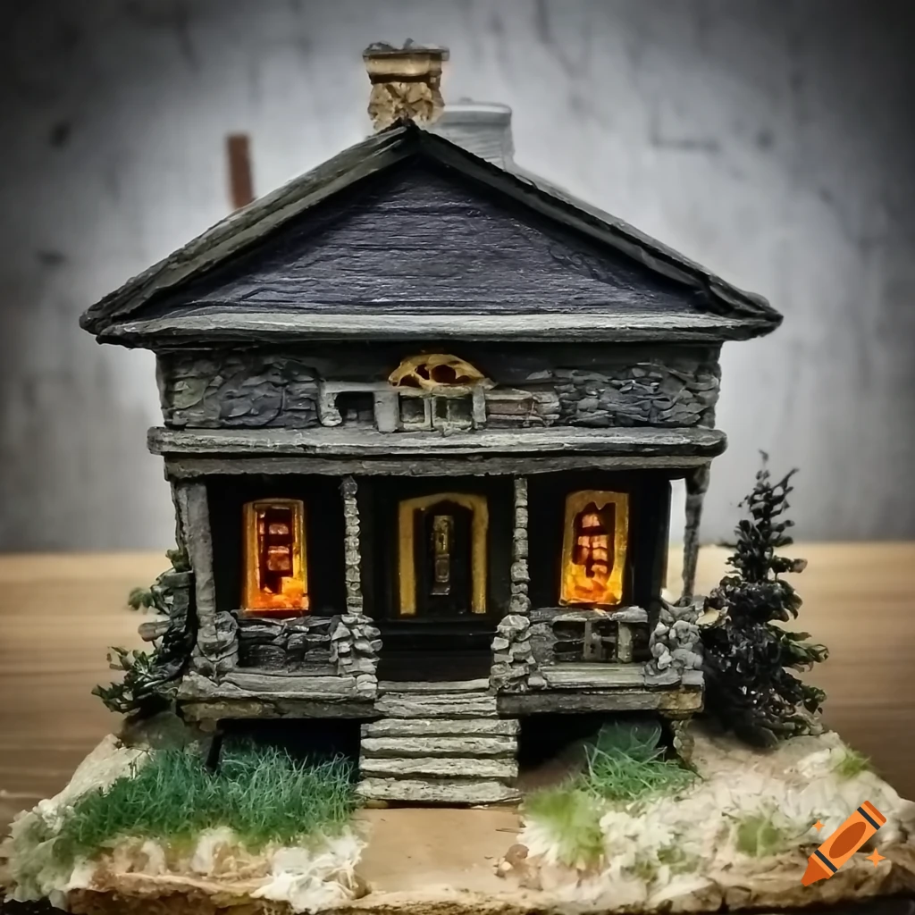 A haunted house, diorama, miniature