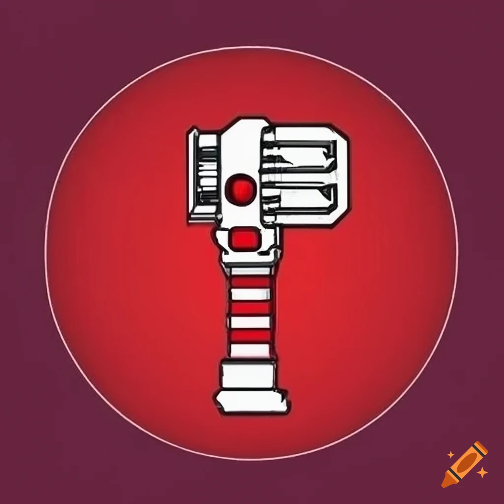 Aries mech hammer arm red outline on Craiyon