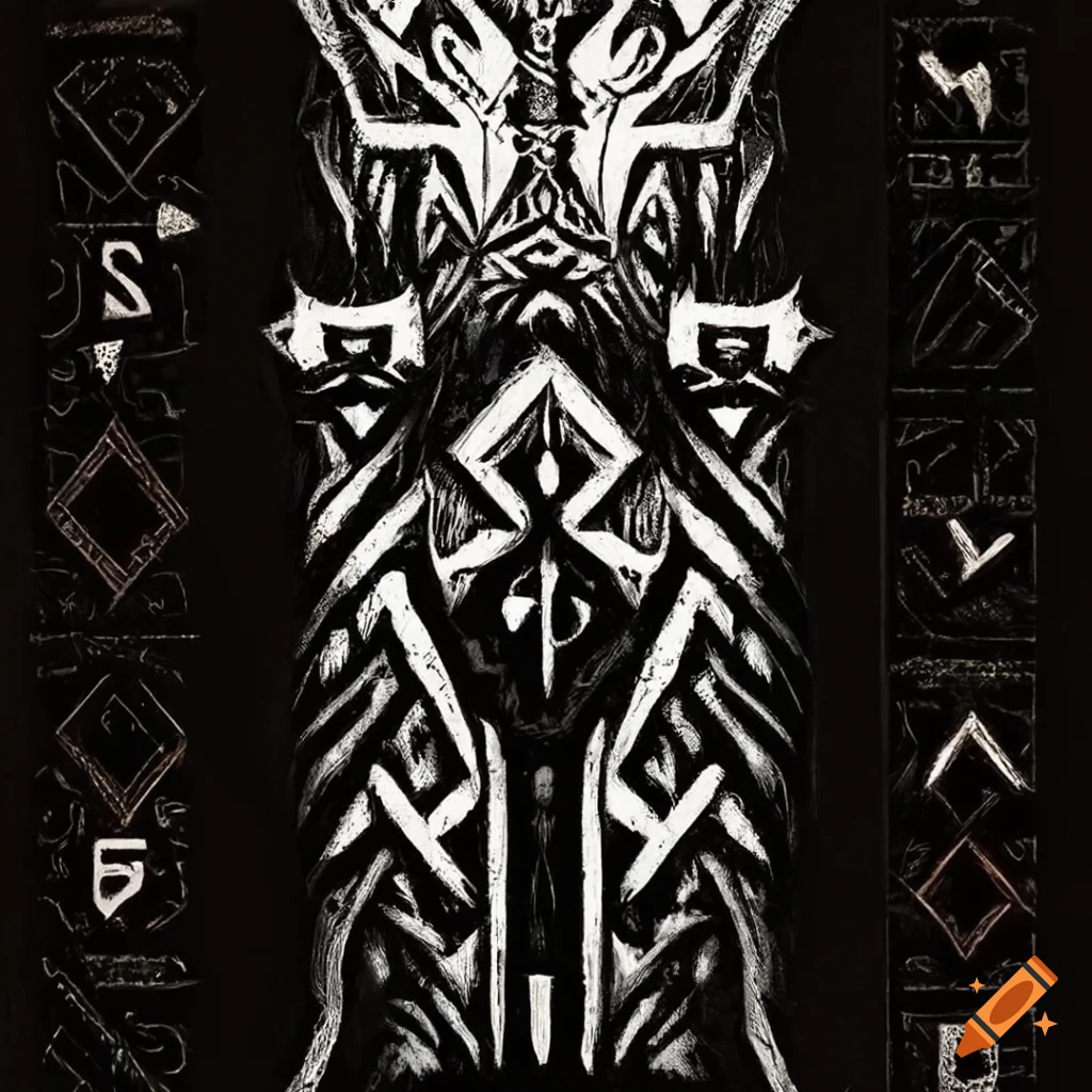 Blackwork roots nature tribal neotribal runes transcript straight lines