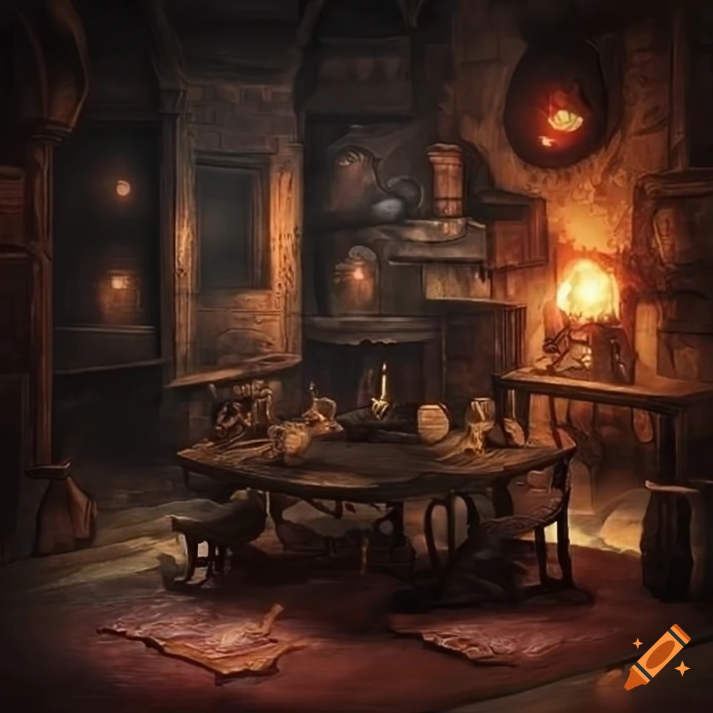Dark moody fantasy tavern