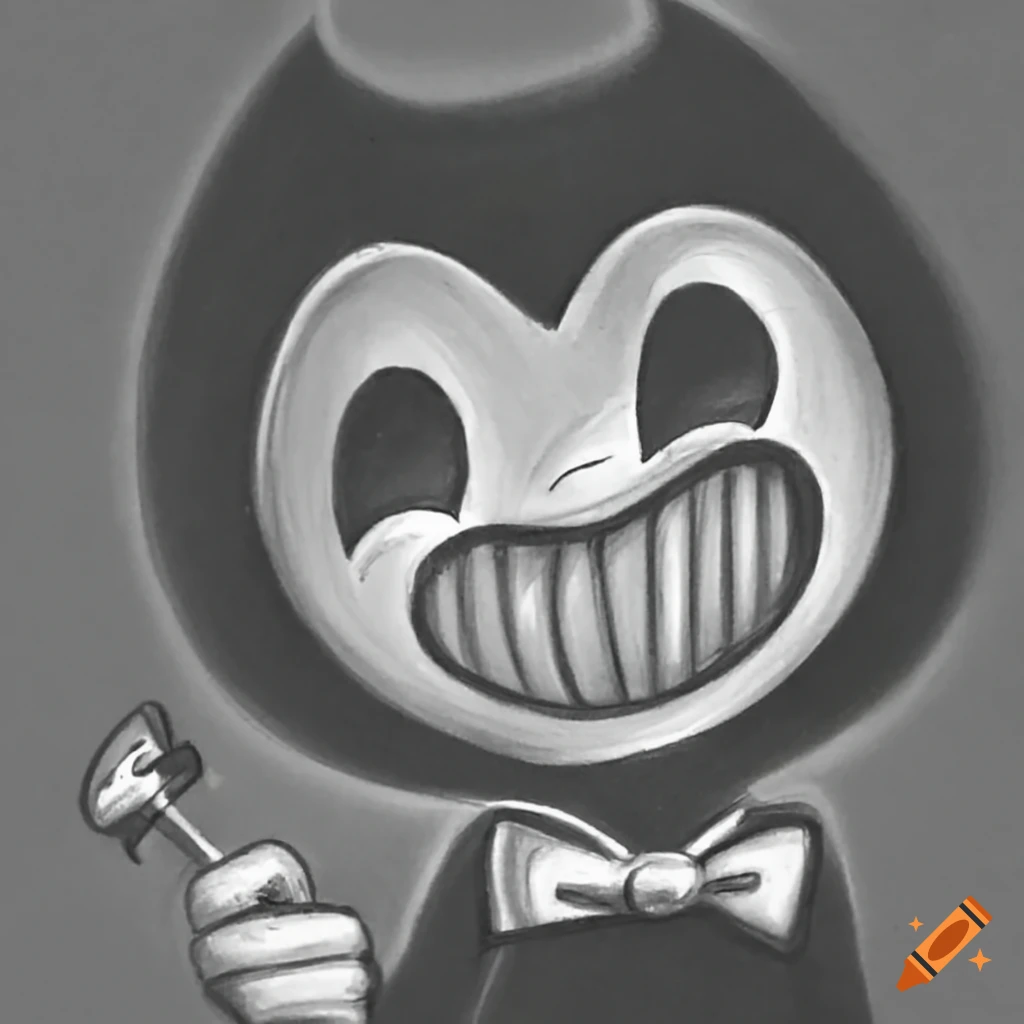 A detailed pencil sketch drawing of adorable bendy from batim on Craiyon