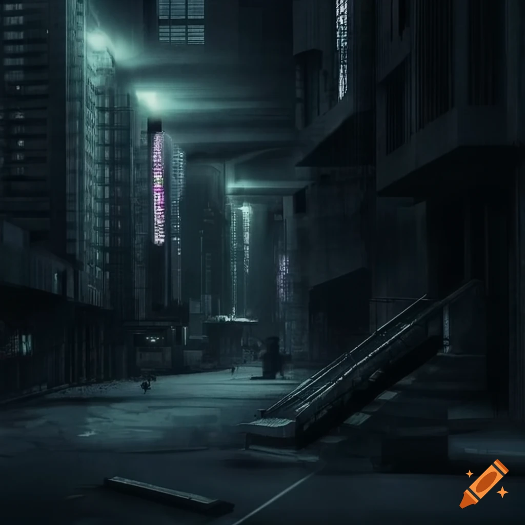 Cyberpunk, dystopian, massive and inhuman scale brutalism architecture ...