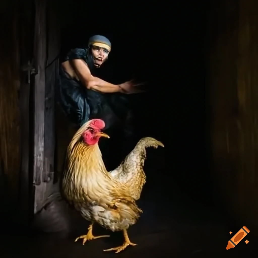 Ninja riding a chicken as an unconventional mount