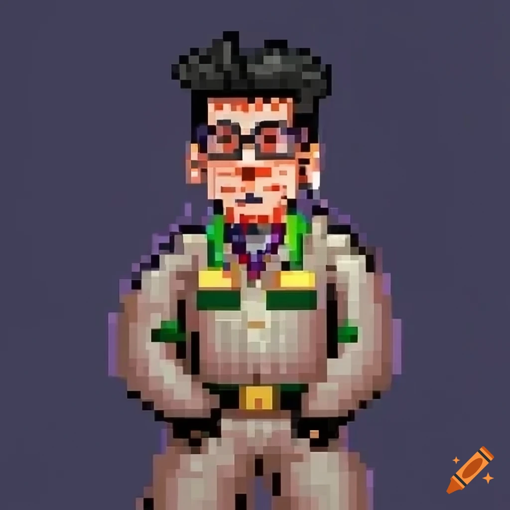 Pixel art, 80's, 8-bit, ghostbusters egon