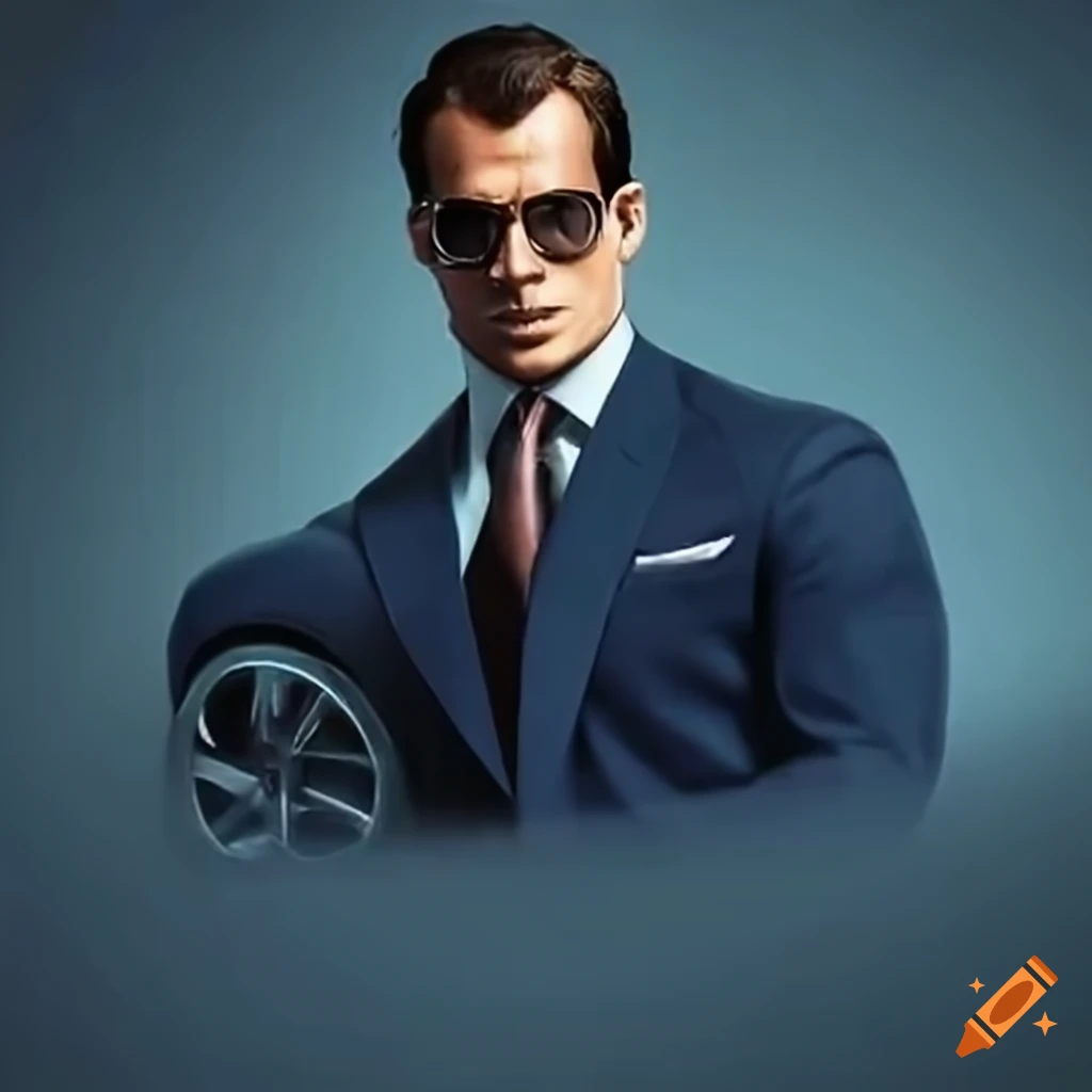 The guy is leaning on a navy blue sports car with his legs crossed. he ...