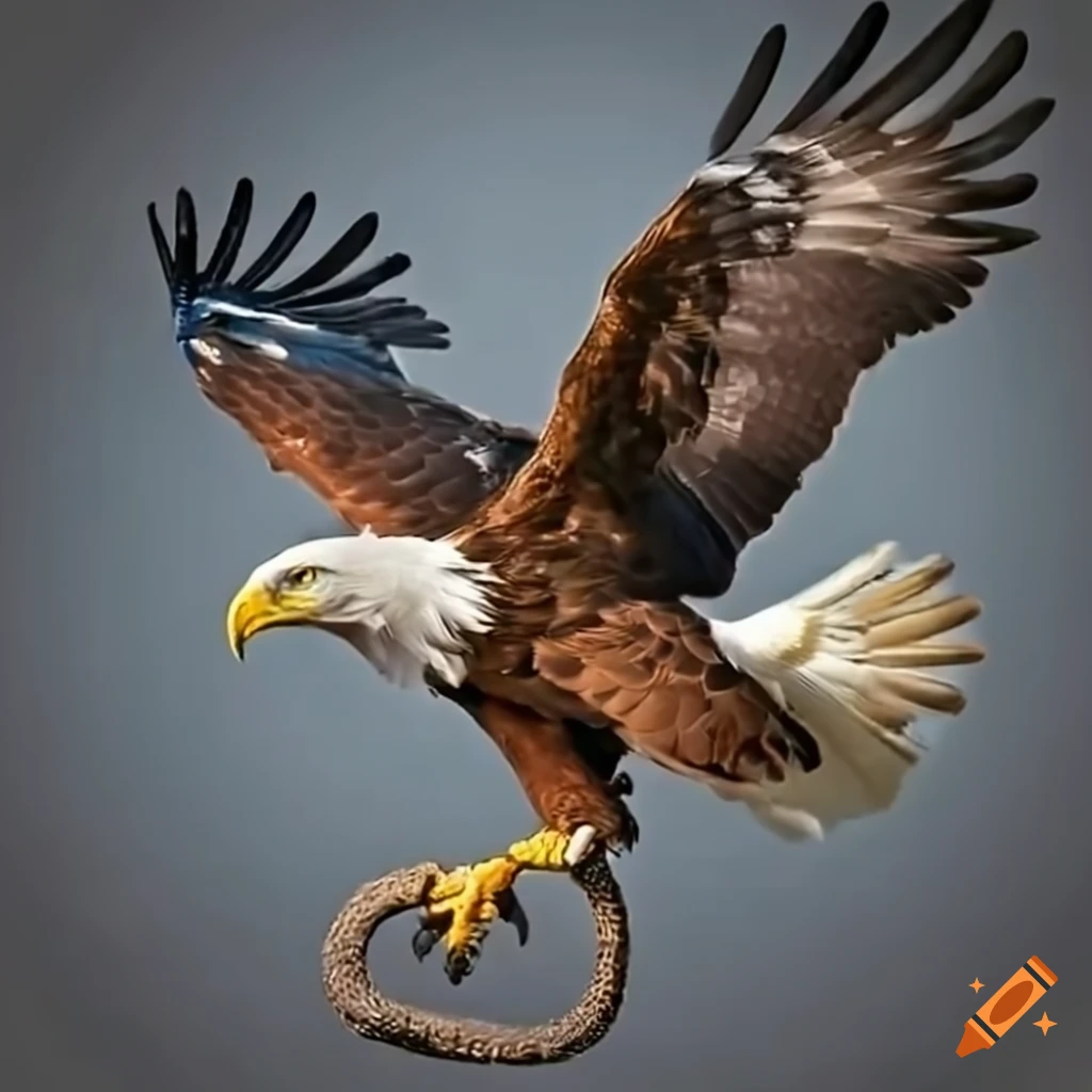 Majestic eagle gripping a snake with its sharp talons on Craiyon