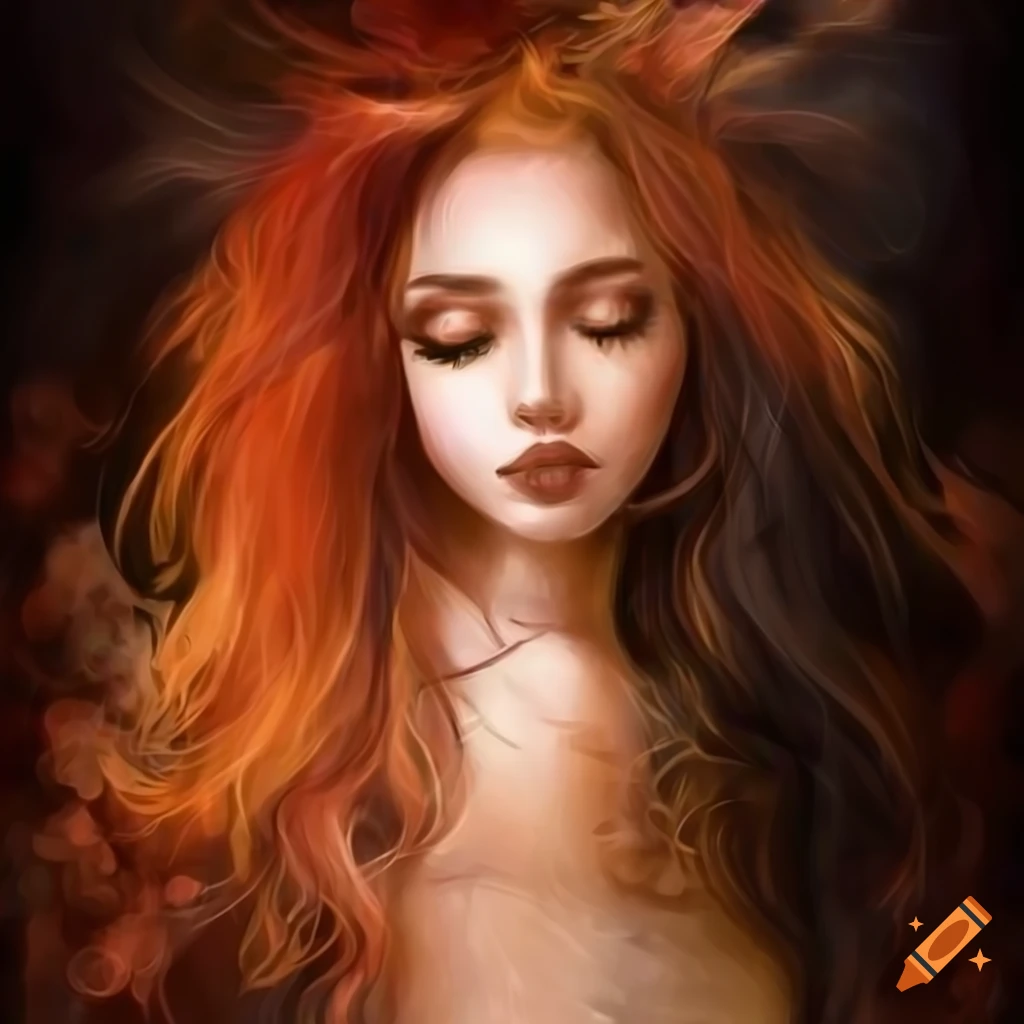 Digital painting of a mystical girl with flowing hair on Craiyon