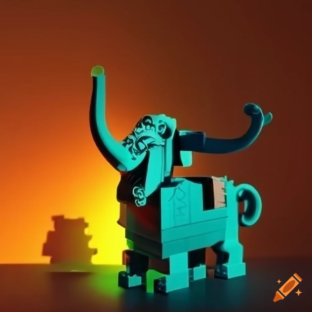 Lego figures of elephant horde, ultra detailed, volumetric lighting ...