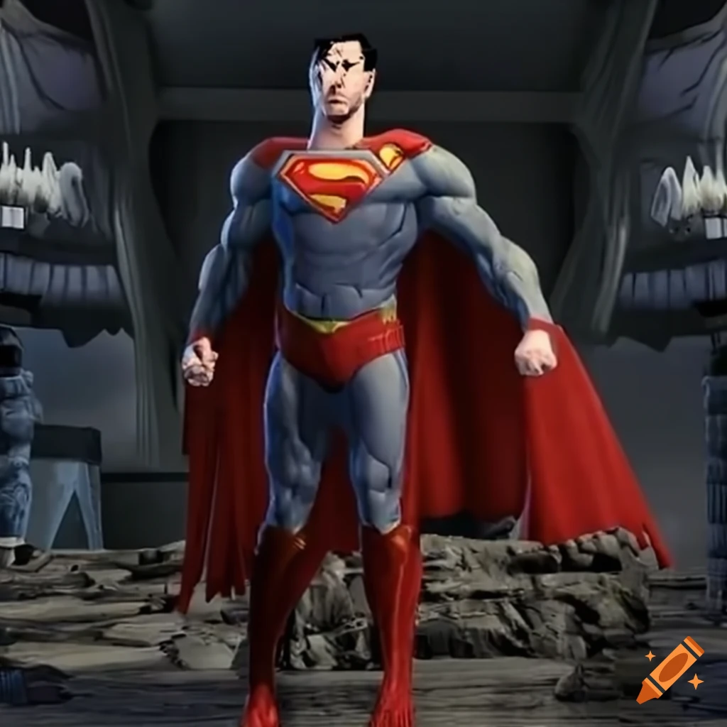 3D Superman in a Doomsday-inspired armor using powers in a cave Base it ...