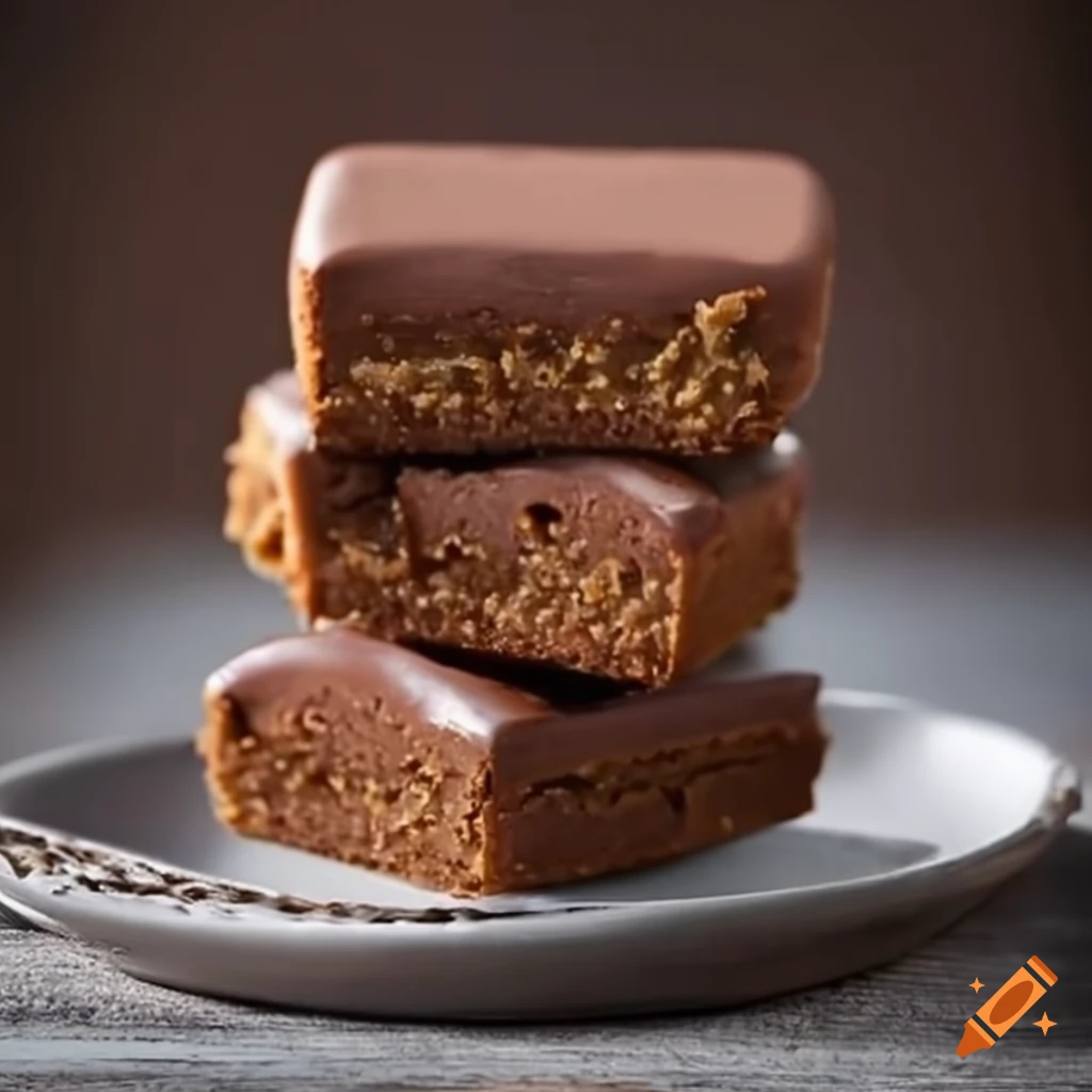 Gingerbread squares filled with a dark cream