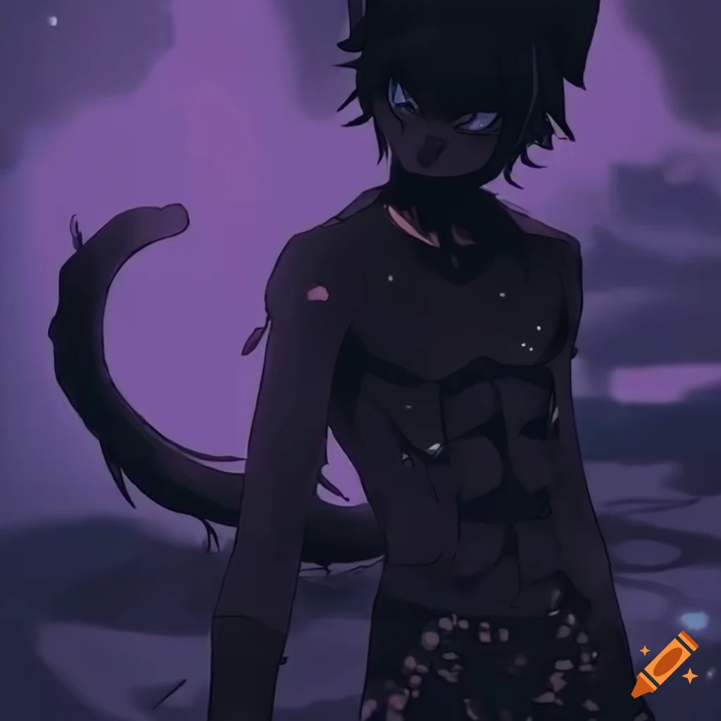 Feral anime catboy dark aesthetic on Craiyon