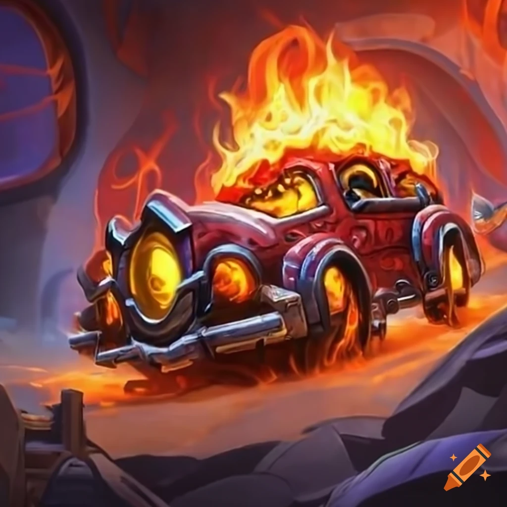 Hearthstone fire car on Craiyon
