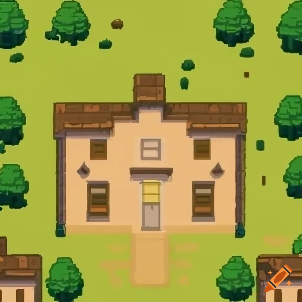 Top down pixel village background