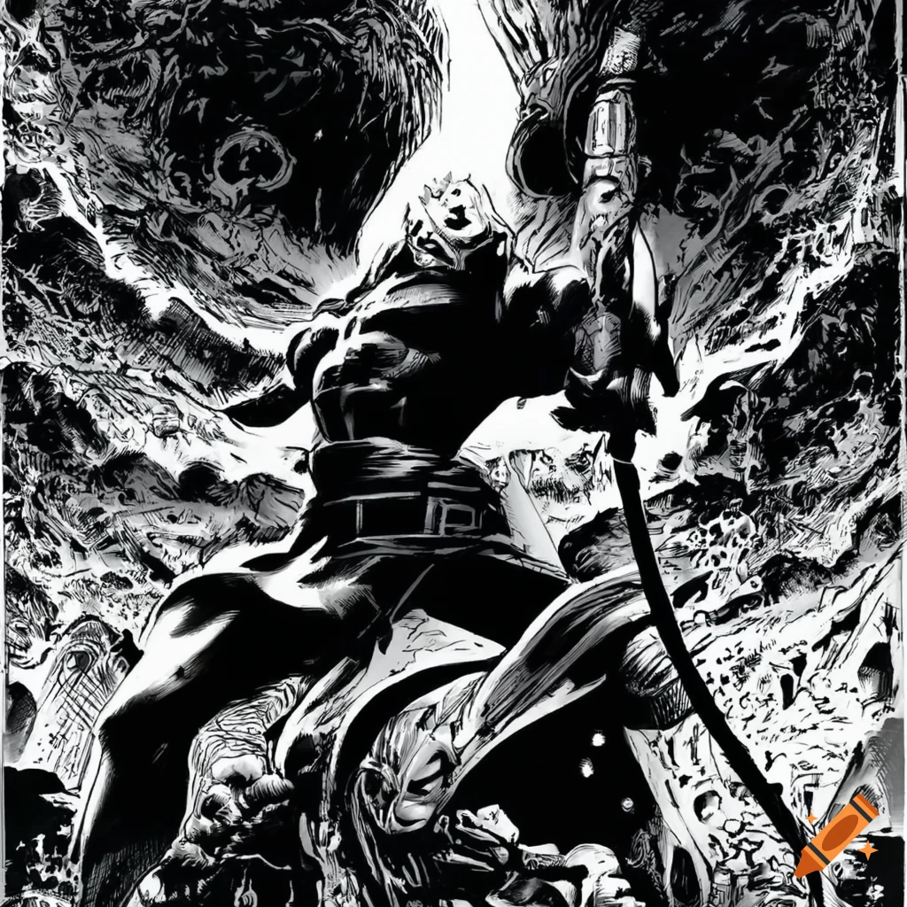 Black and white, classic comic book cover page of a plain, ghostly ...